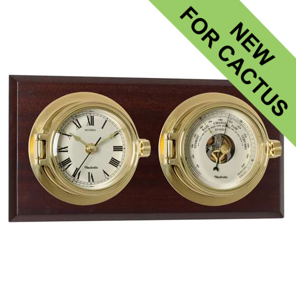 Nauticalia Riviera Clock and Barometer Set - Brass - 13 x 6.75 Inch