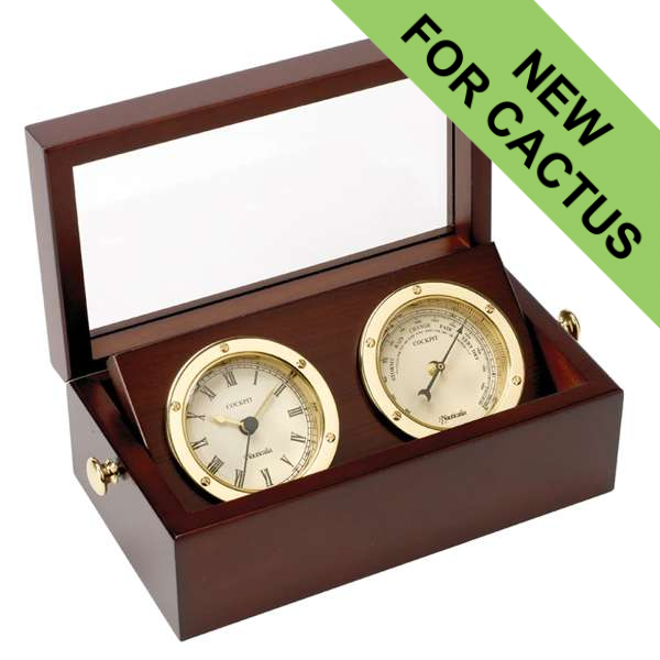 Brass Clock & Barometer Set in Box