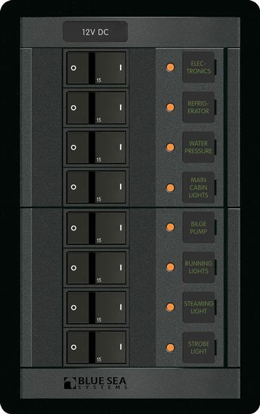 Blue Sea 360 Dc Circuit Breaker Panel 8 Pos 100a (8-21200)